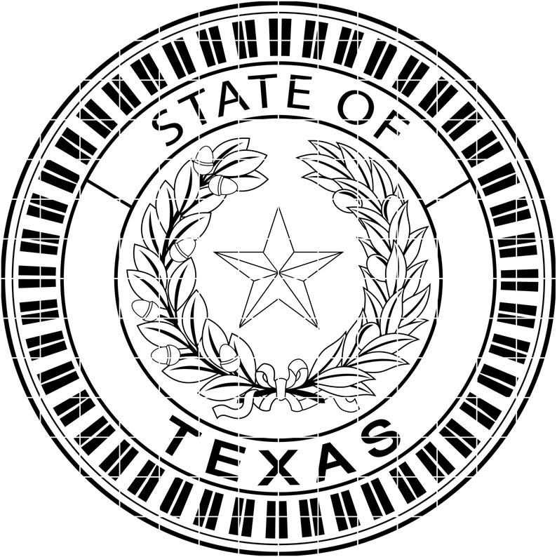Us State Seal Texas Vector File Cnc Laser Cutting, Wood, Metal ...