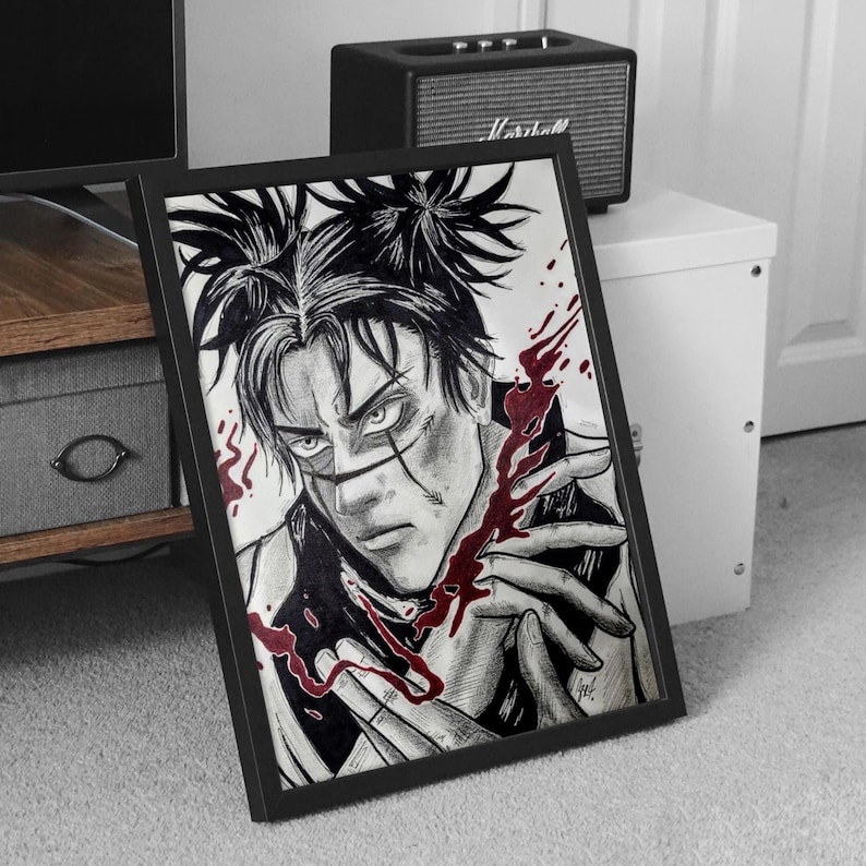 Framed JJK Poster | Hand Drawn Anime Print | Ready to Hang Anime Manga ...