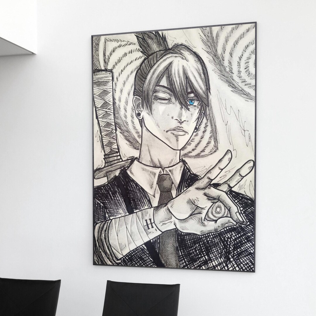 Hand-drawn Aki Poster | Chainsaw Man Anime Manga Wall Art | Original ...