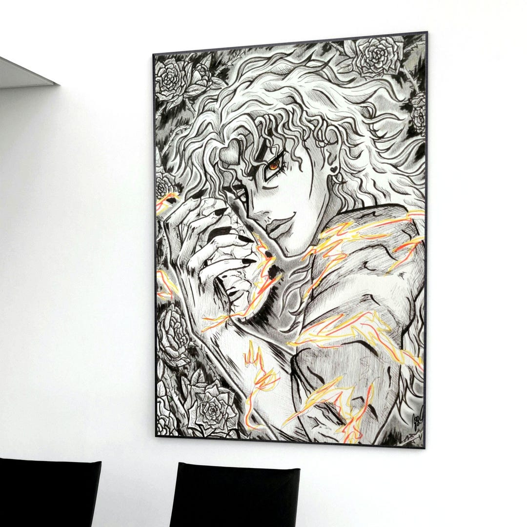 Dio Hand-drawn Poster | JJBA Manga Anime Wall Art | Original Ink ...