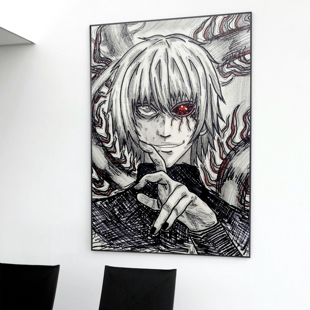 Tokyo Ghoul Hand-drawn Poster | Kaneki Anime Manga Wall Art | Original ...