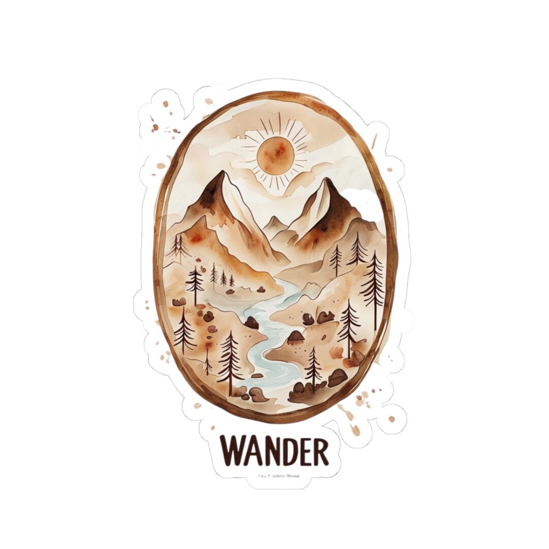 Wander Sticker, Nature Inspired Mountain Decal, Adventure Travel ...