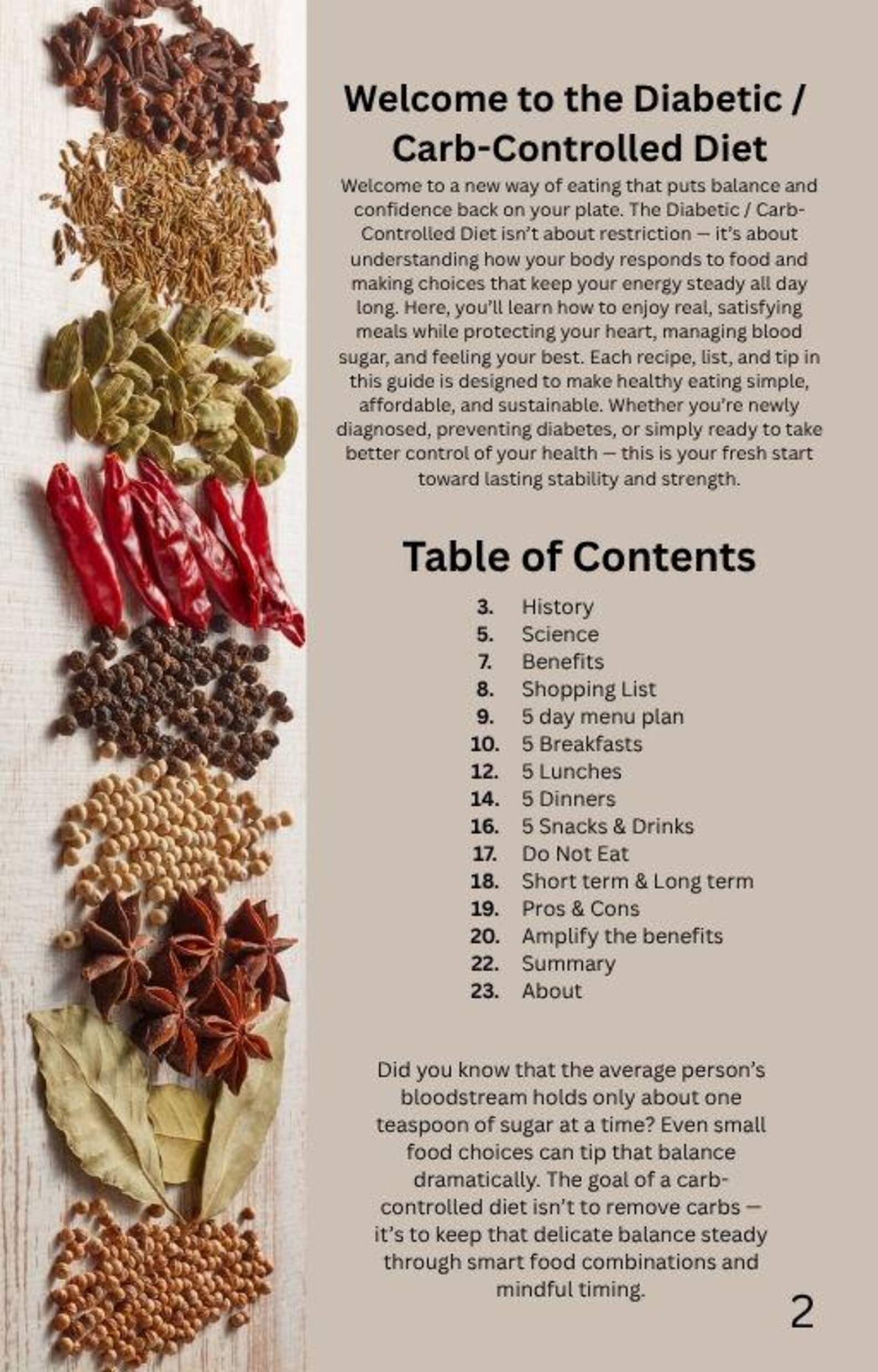 Diabetic / Carb-controlled Diet Plan - Lower Blood Sugar and Carbs ...