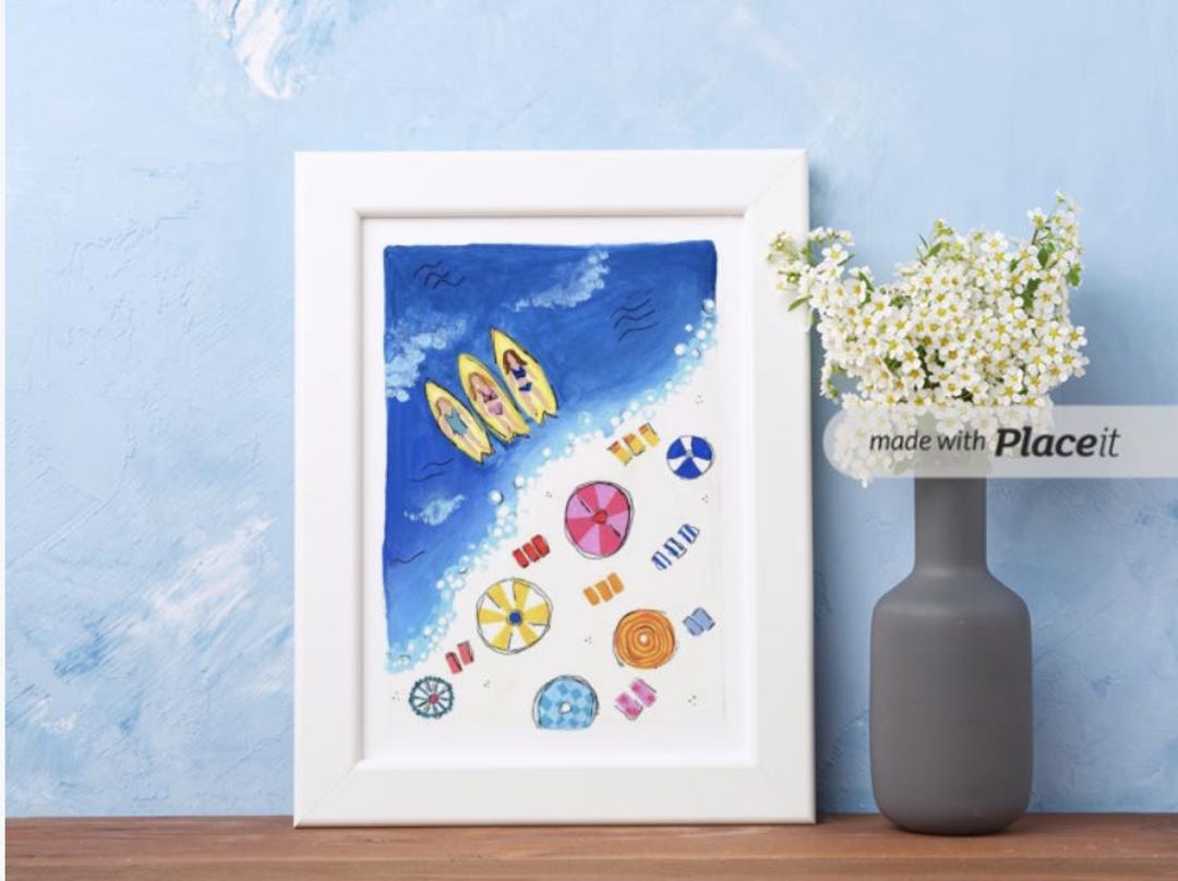 Hand Painted "beach Day" Printable - Etsy