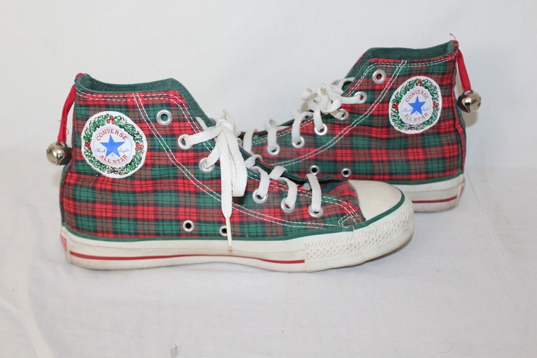 Rare Vintage Converse All Star High Top Christmas Plaid Jingle Bells 6M ...