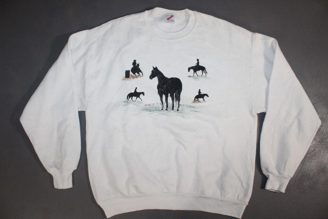Vintage 1990s Horse Rodeo Cowboy Western Crewneck Sweatshirt Size Large ...