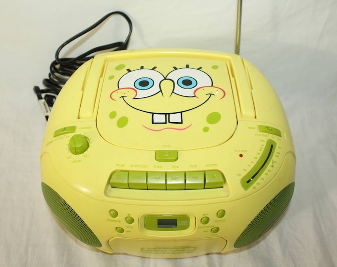 Spongebob Working Portable Radio Boombox AM FM Stereo Cassette & CD ...
