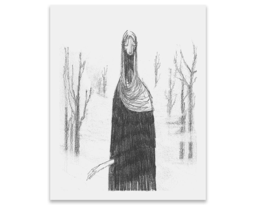 Bog Witch Art Print - Spooky Folk Horror Illustration of Haunted Crone ...