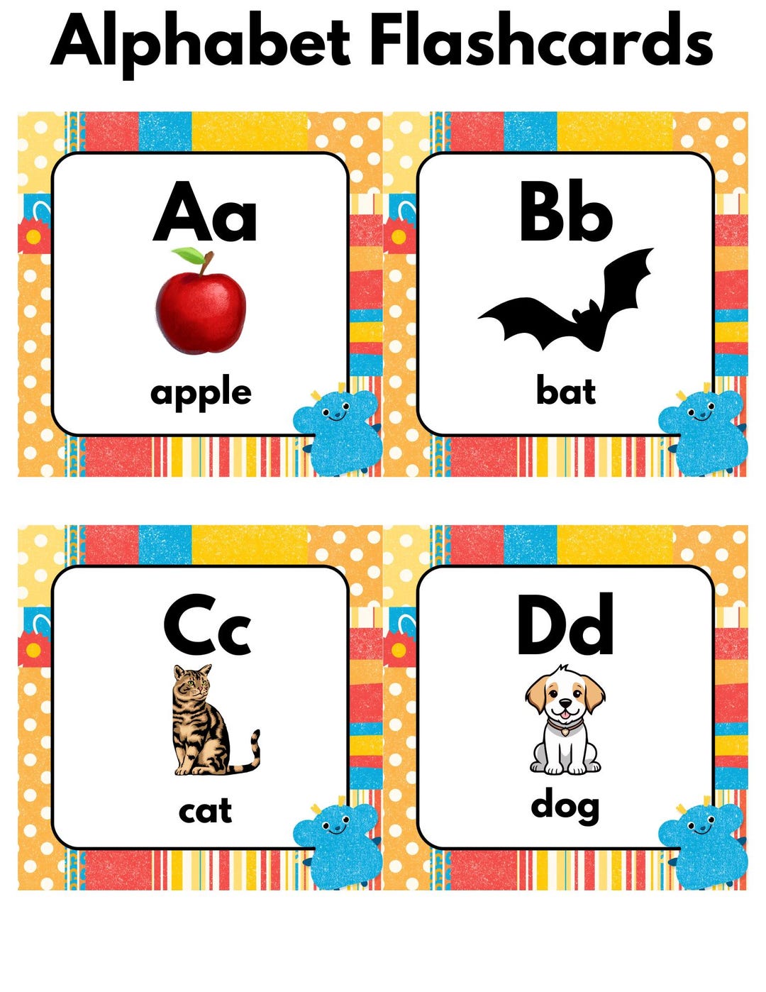 Alphabet Flashcards, Kids Printable Learning Cards, ABC Digital ...