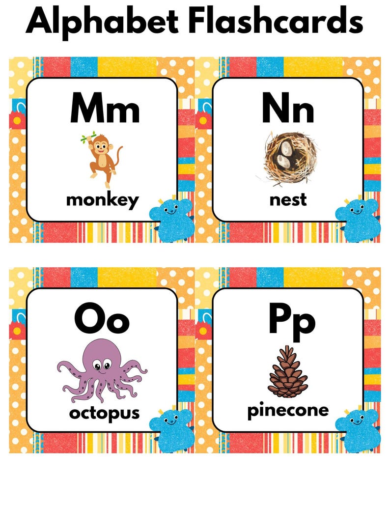 Alphabet Flashcards, Kids Printable Learning Cards, ABC Digital ...