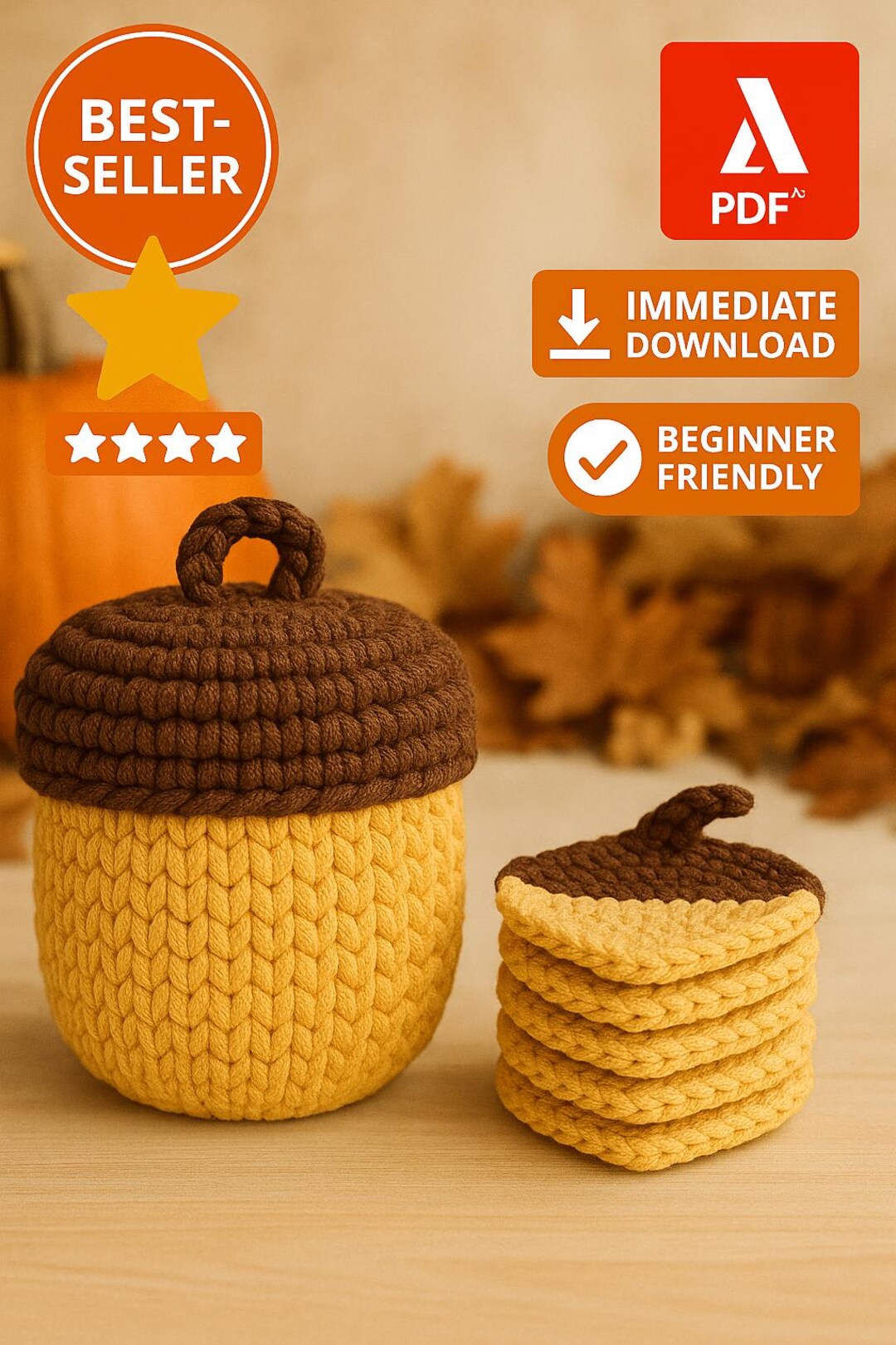 Crochet Acorn Pattern: Easy Amigurumi Fall Decor (PDF) - Etsy