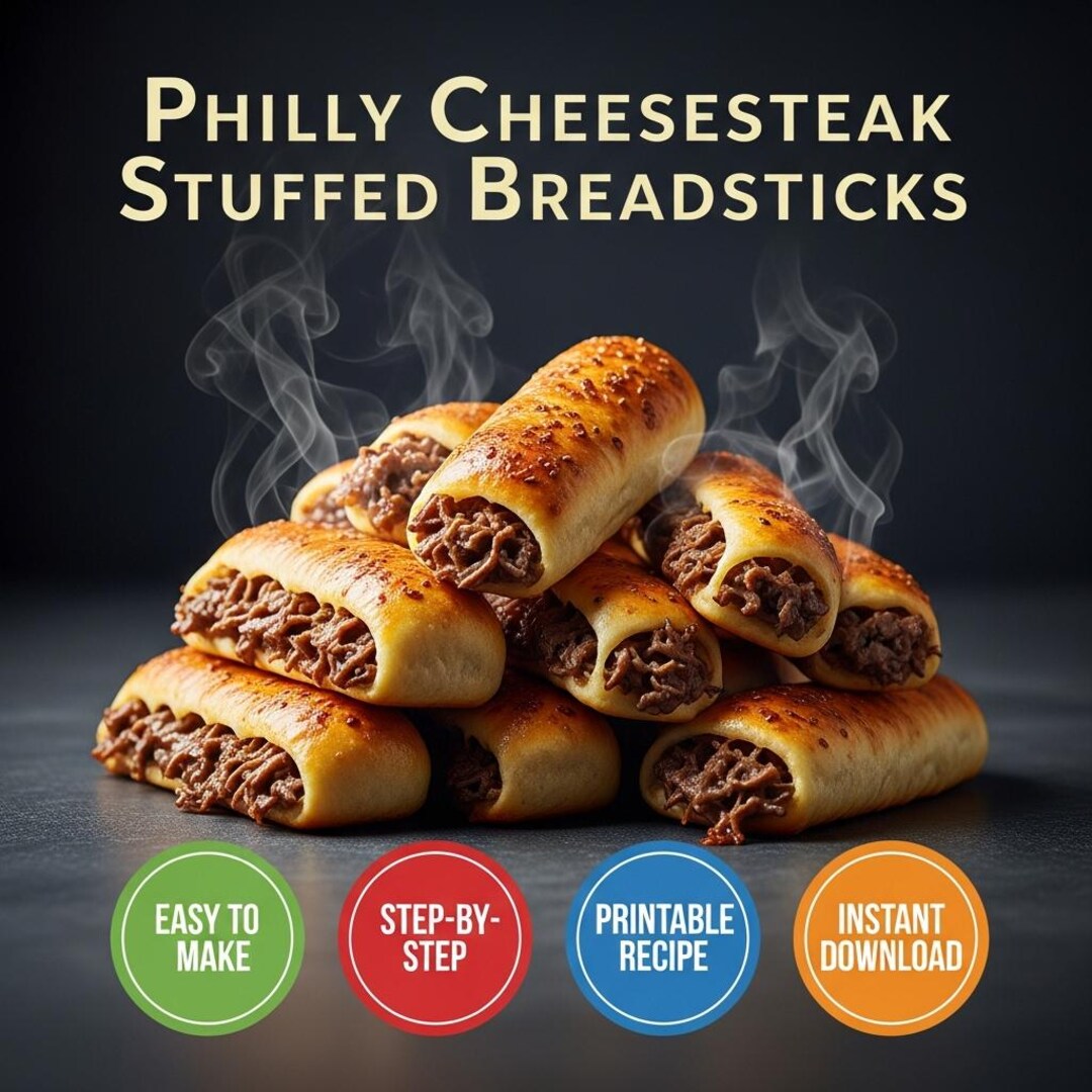 Philly Cheesesteak Stuffed Breadsticks Recipe | Cheesy Game Day ...