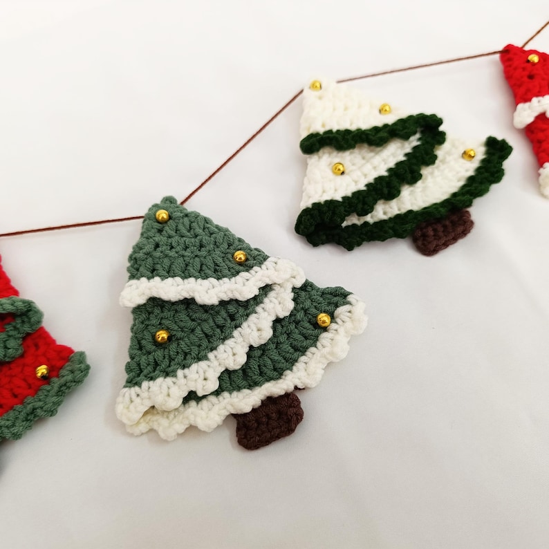 Snowy Christmas Tree Crochet Pattern: Beginner-friendly Holiday Garland ...