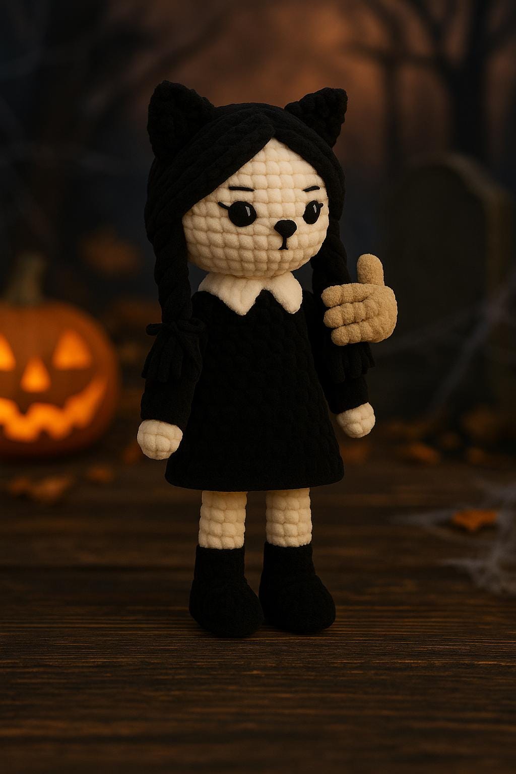 Crochet Gothic Cat Plushie: Wednesday Inspired Amigurumi (PDF Pattern ...