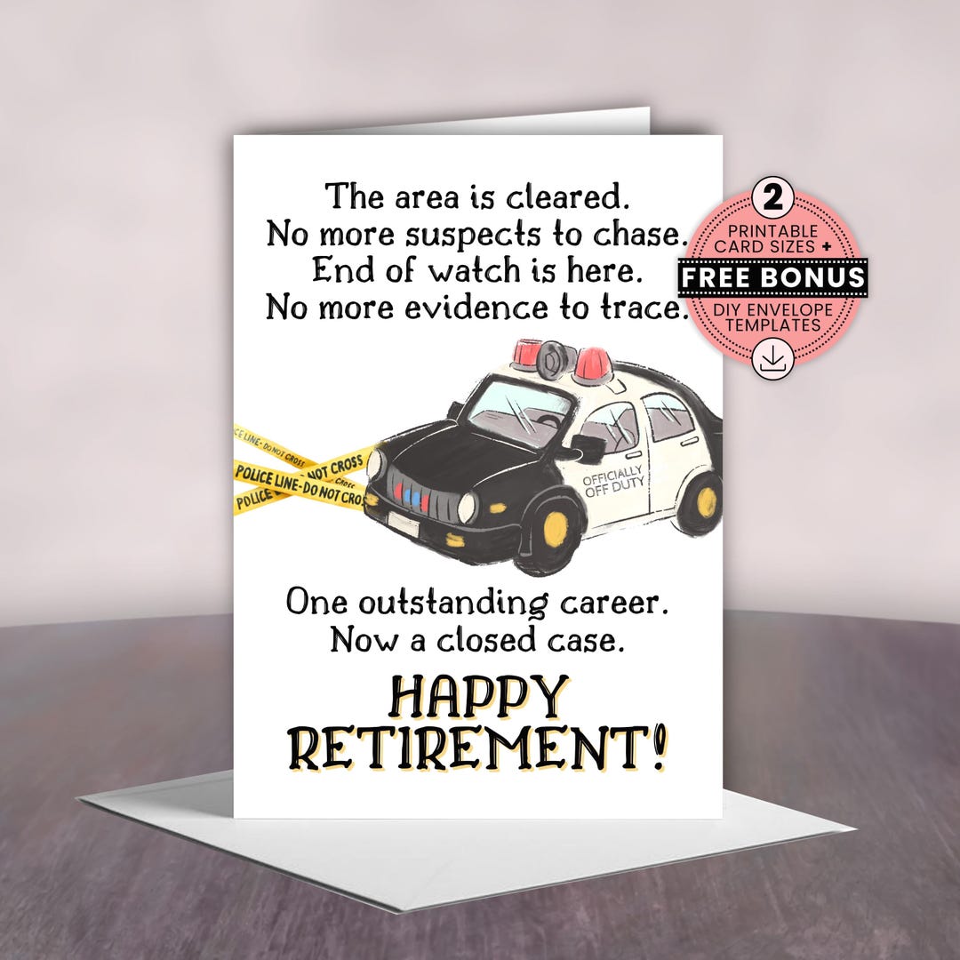 Police Retirement Card, Printable Gift for Retiring Law Enforcement ...