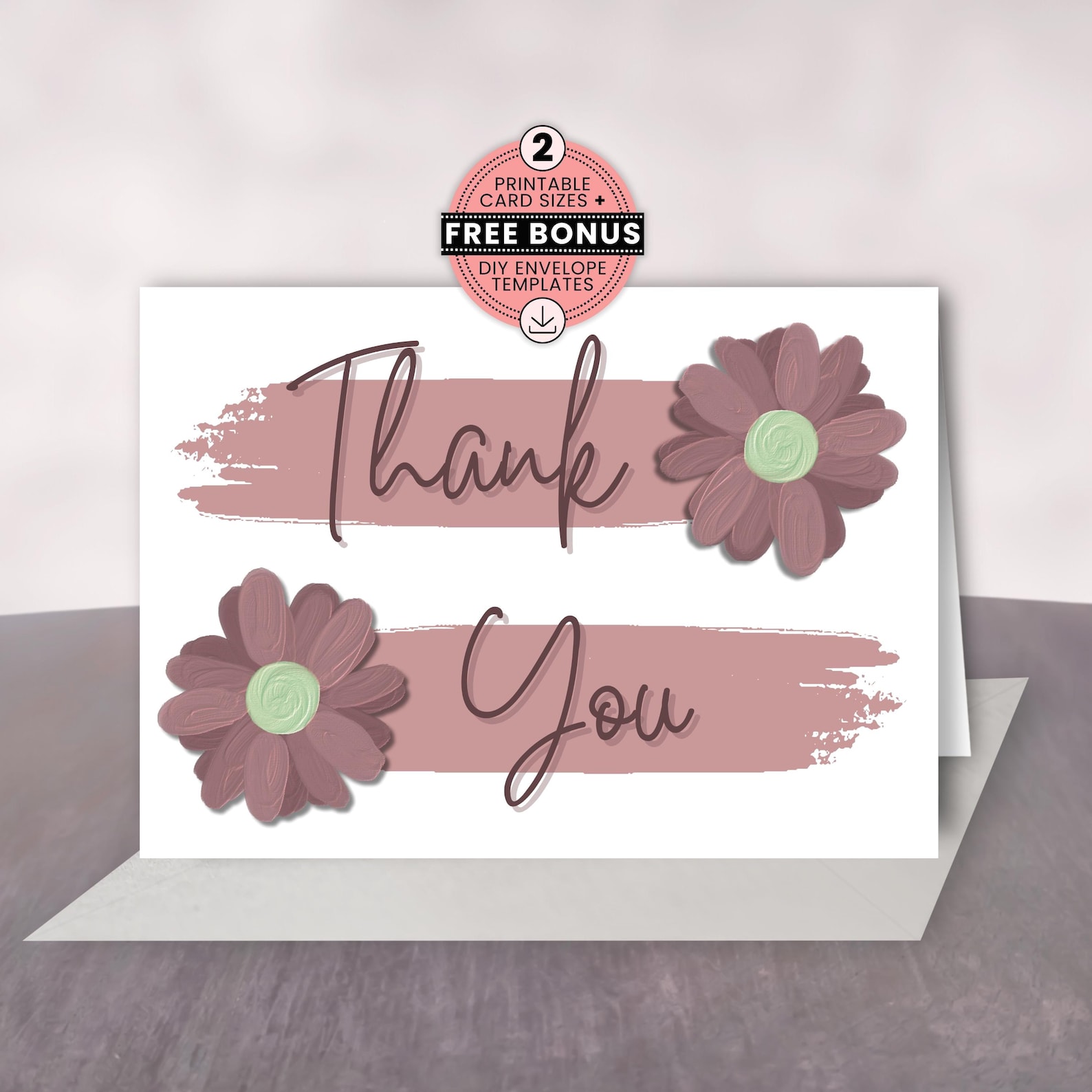 Printable Thank You Card, FREE Envelope Template, Appreciation Gift for ...