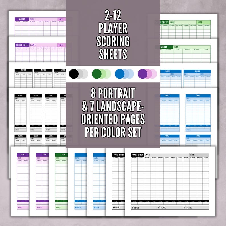 60 Printable Score Sheet Bundle - Dice, Cards, Board Game Trackers for ...