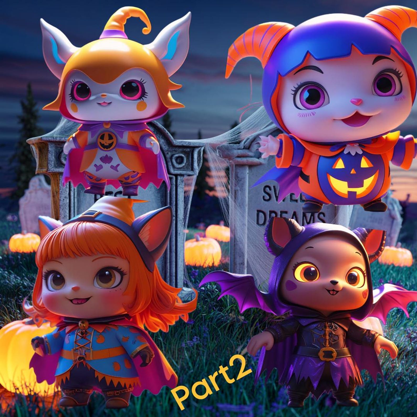 Halloween Cute Cat Witch Clipart Set | Digital Download for Stickers ...