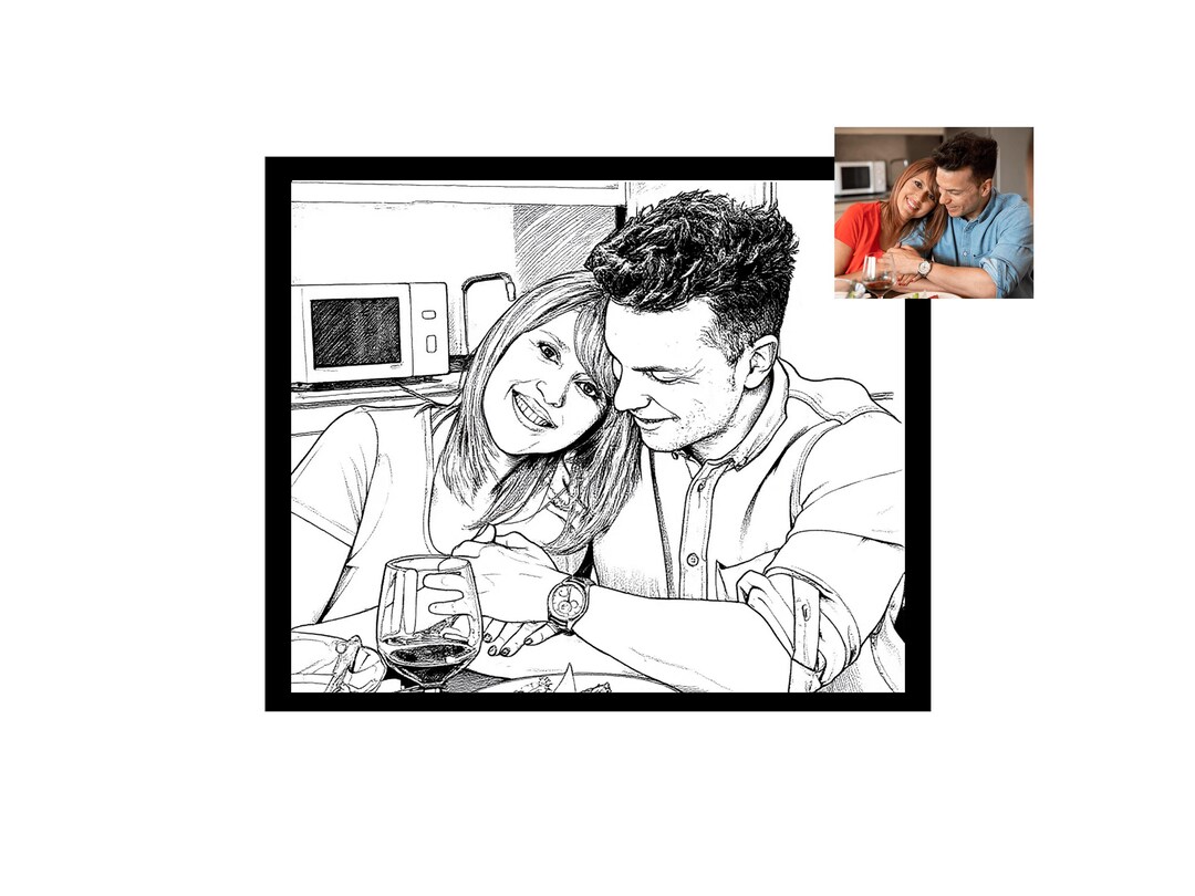 Custom Line Drawing Portrait, Personalized Digital Line Art Gift From ...