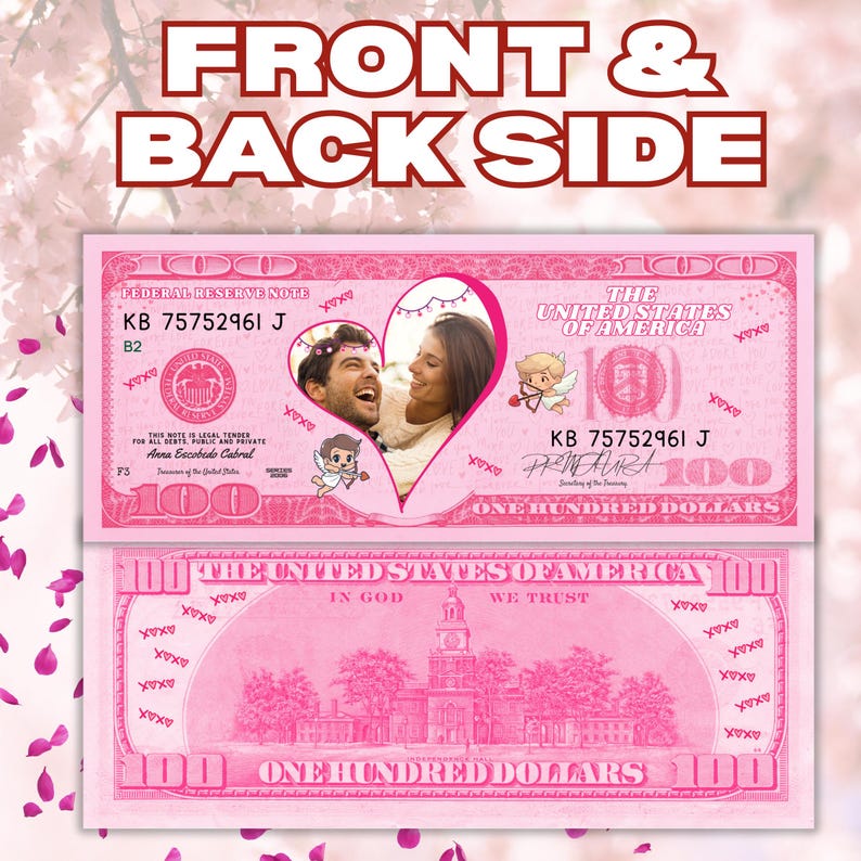 Personalized Pink 100 Dollar Bill Canva Template, Editable Fake Money ...