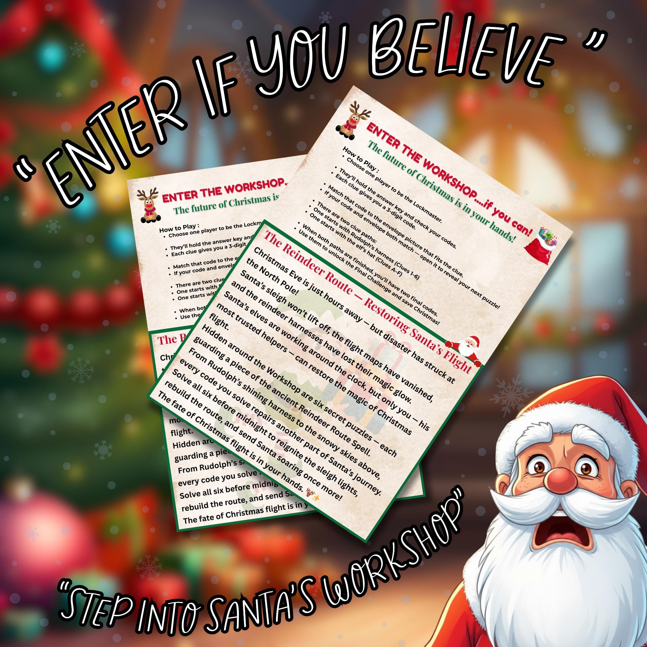 Printable Christmas Escape Room Game – Save Santa DIY Puzzle Kit | At ...