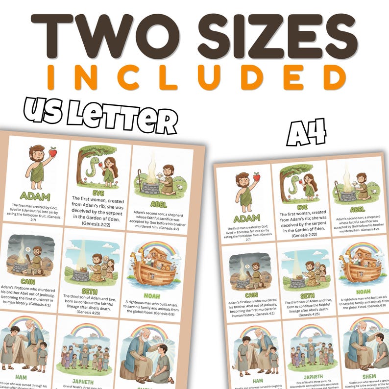 110+ Bible Character Cards Printable Bundle, Christian Kids Flash Cards ...