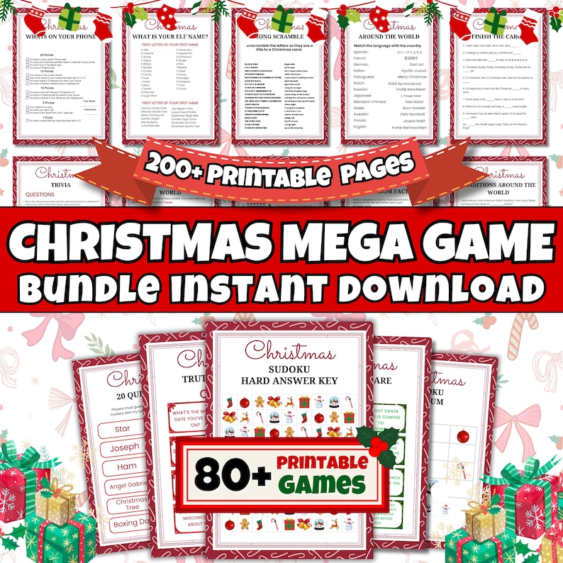 Printable Christmas Party Games Bundle, 80+ Games, 200+ Pages, PDF ...