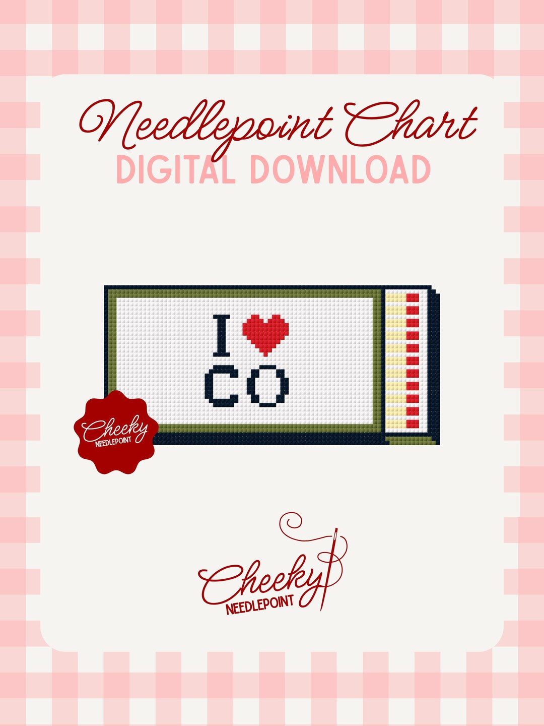 I Love CO Matchbox | Needlepoint Chart Pattern | 13 Mesh Chart ...