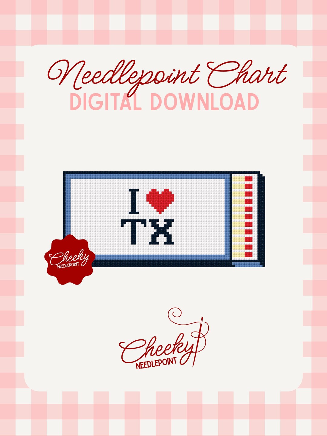 I Love TX Needlepoint Chart Pattern | Matchbox Canvas (digital Download ...
