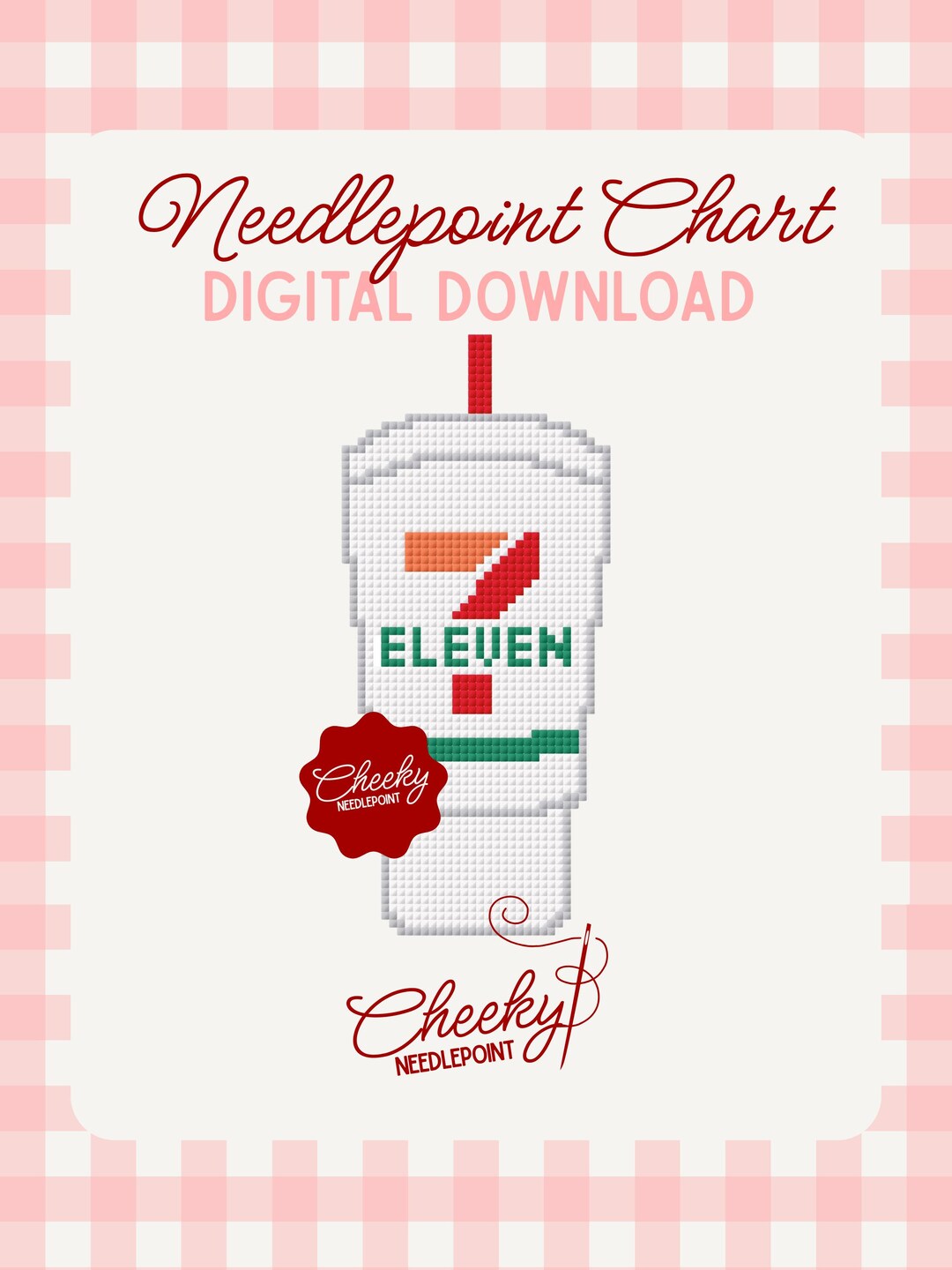 7/11 Cup | Needlepoint Chart Pattern | 13 Mesh Chart | Digital ...