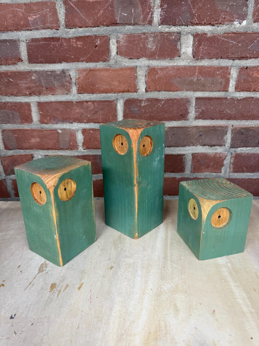 Handcrafted Wooden Owl Trio – Rustic Christmas Block Owls - Etsy