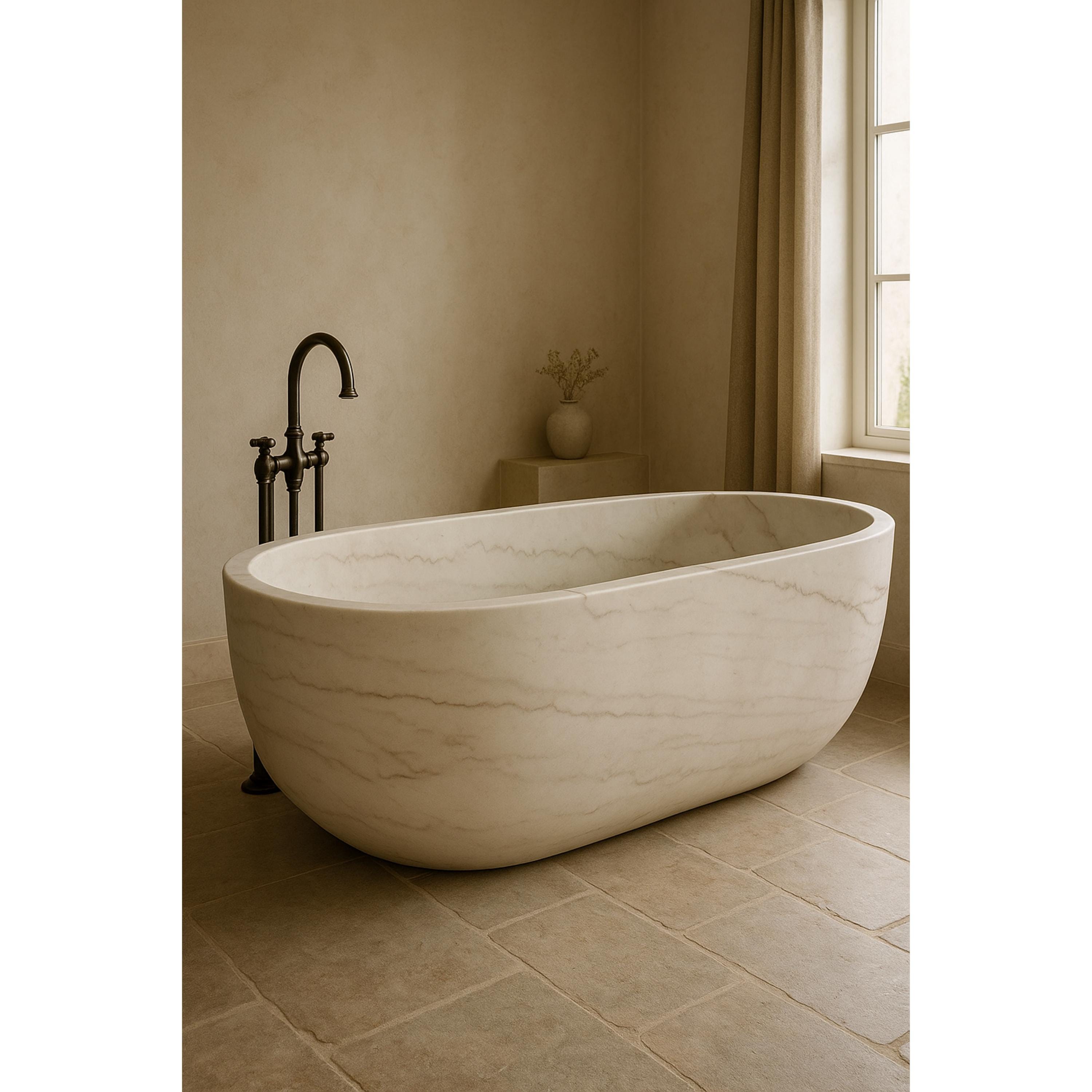 Carrara Marble Freestanding Tub: Hand Carved Soaking Bath - Etsy
