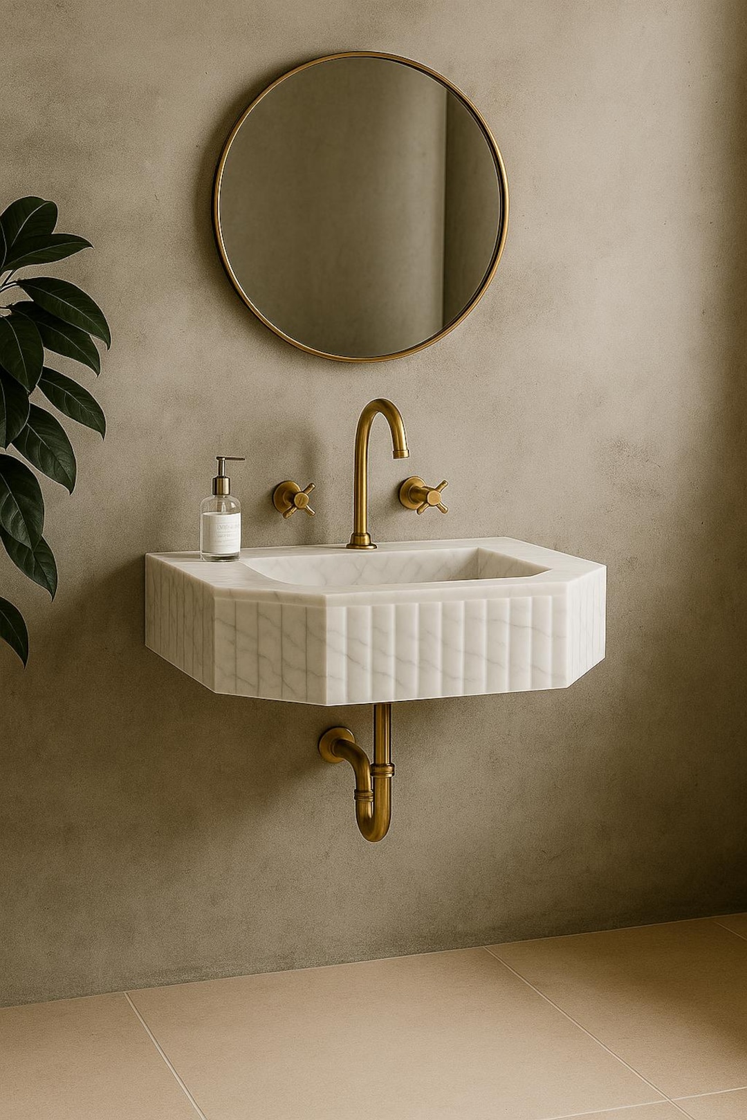 Custom Carrara Marble Vessel Sink, Hand-carved Natural Stone Basin ...