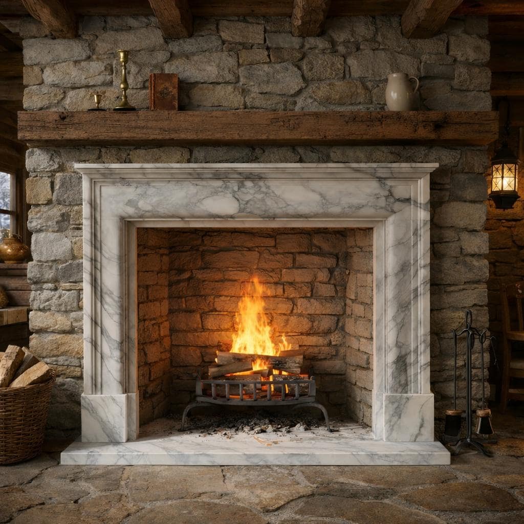Calacatta Oro Marble Fireplace Mantel, Hand Carved Marble Fireplace ...
