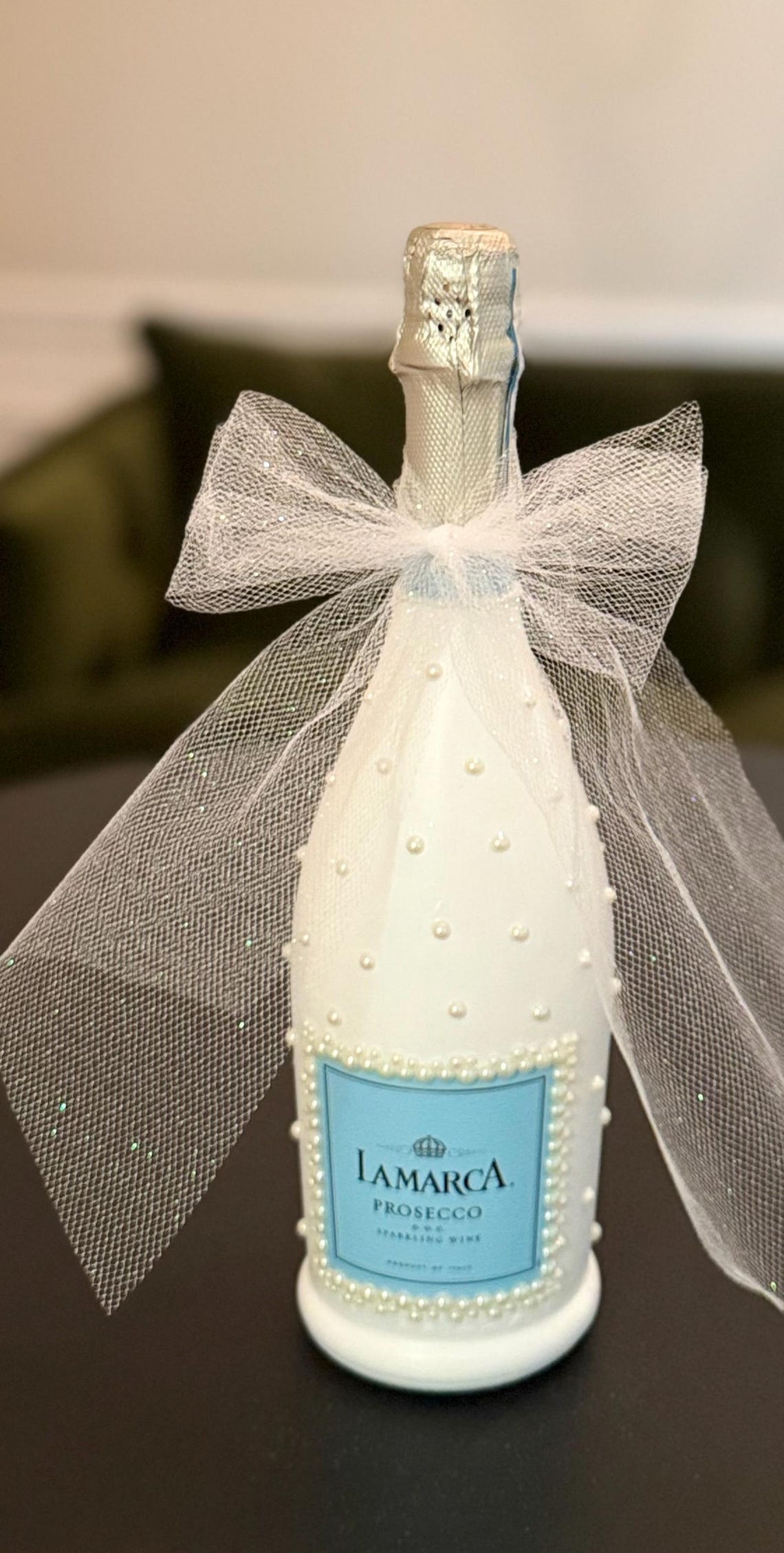 Hand Painted Bridal Prosecco Bottle for Wedding, Engagement Gift ...