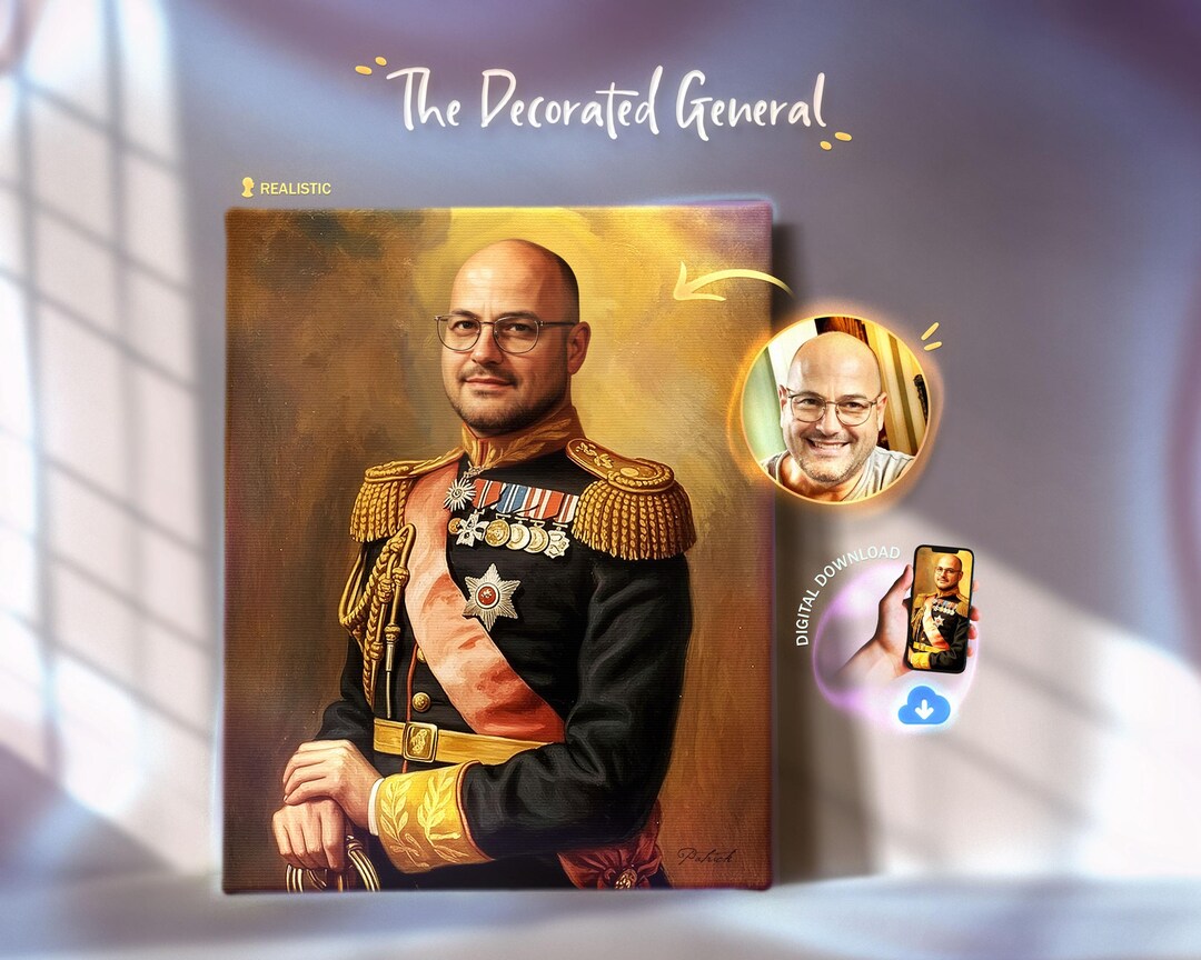 Custom Digital "the Decorated General" Oil Painting Portrait From Photo ...