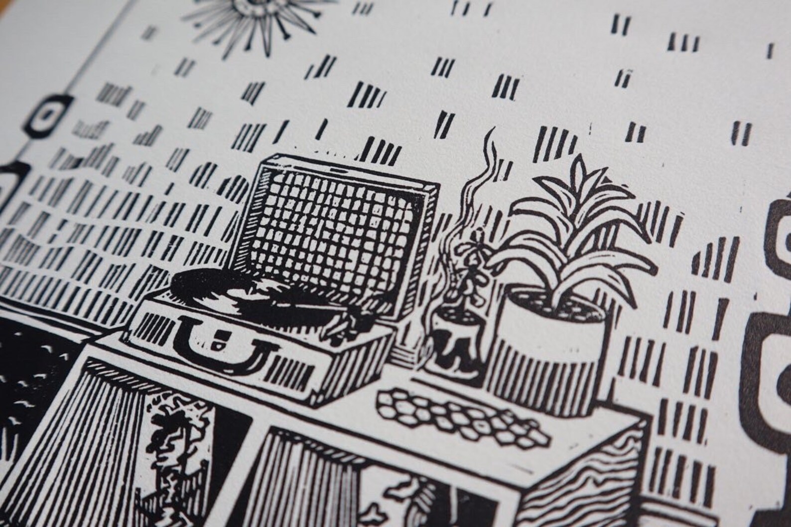 Heavy Rotation Record Player Block Print - Etsy