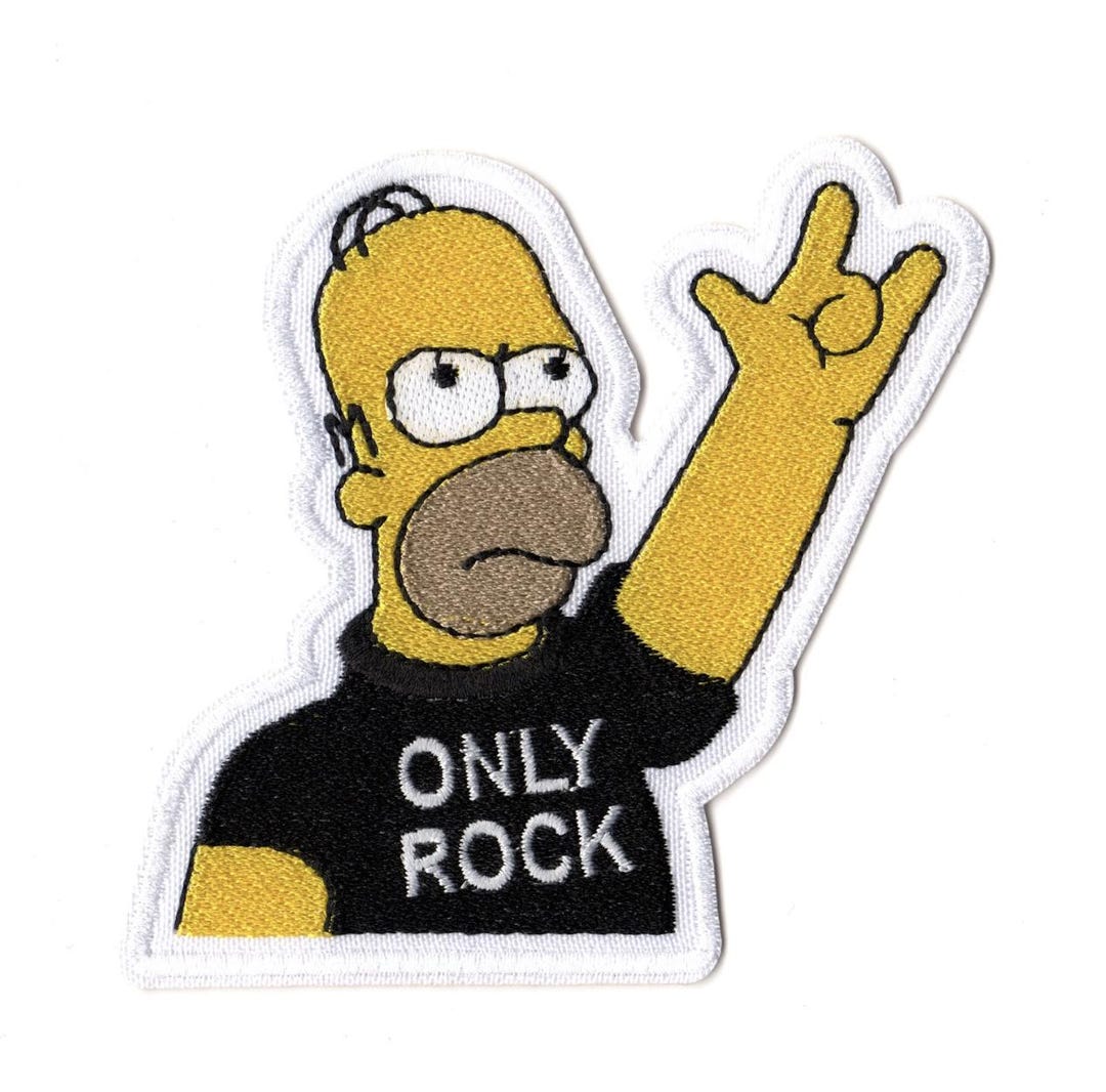 Homer Simpson Only Rock Embroidered Sew-on Patch | Simpsons Rockstar ...