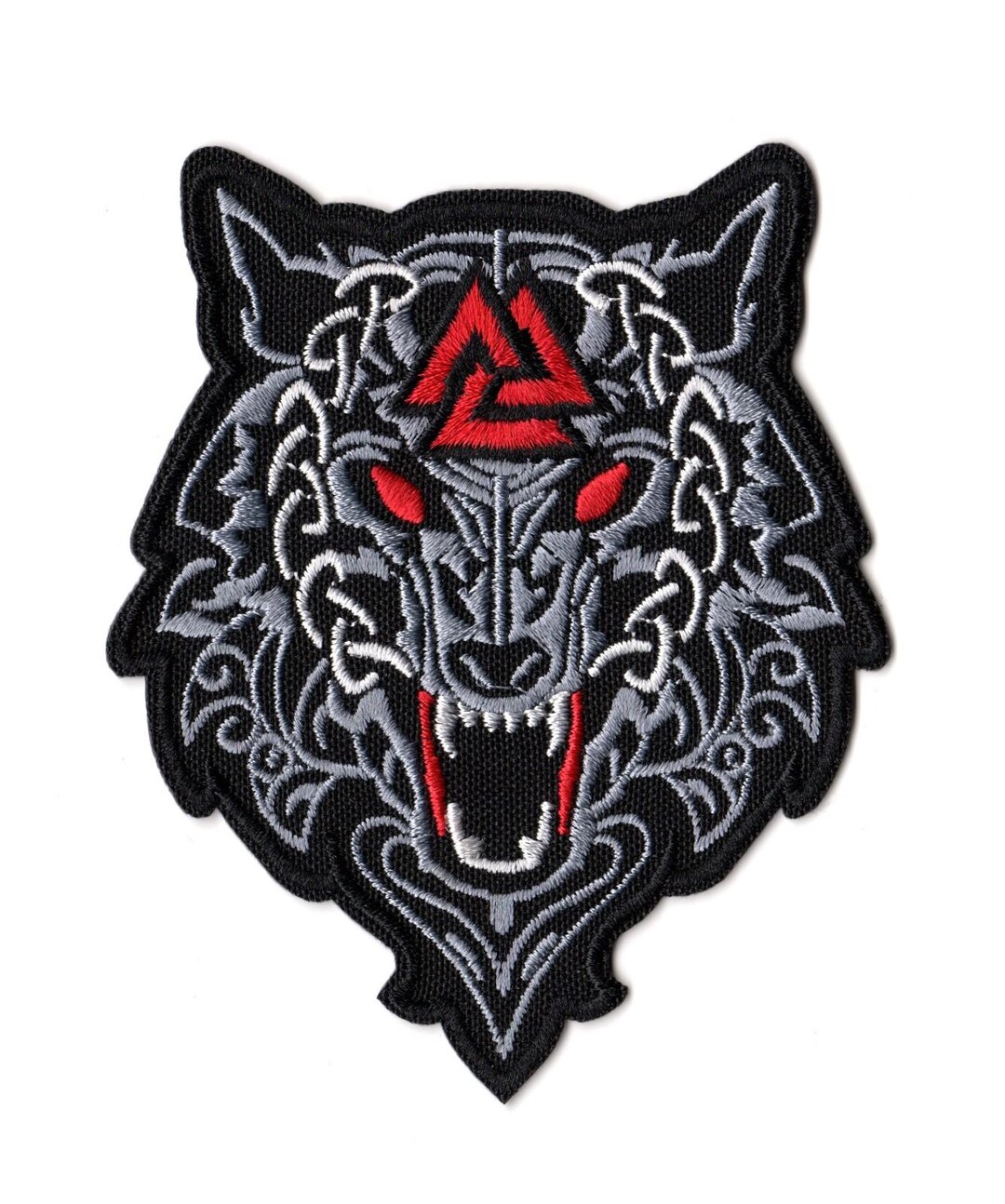 Fenrir Embroidered Sew-on Patch | Valknut Wolf Norse Mythology Viking ...