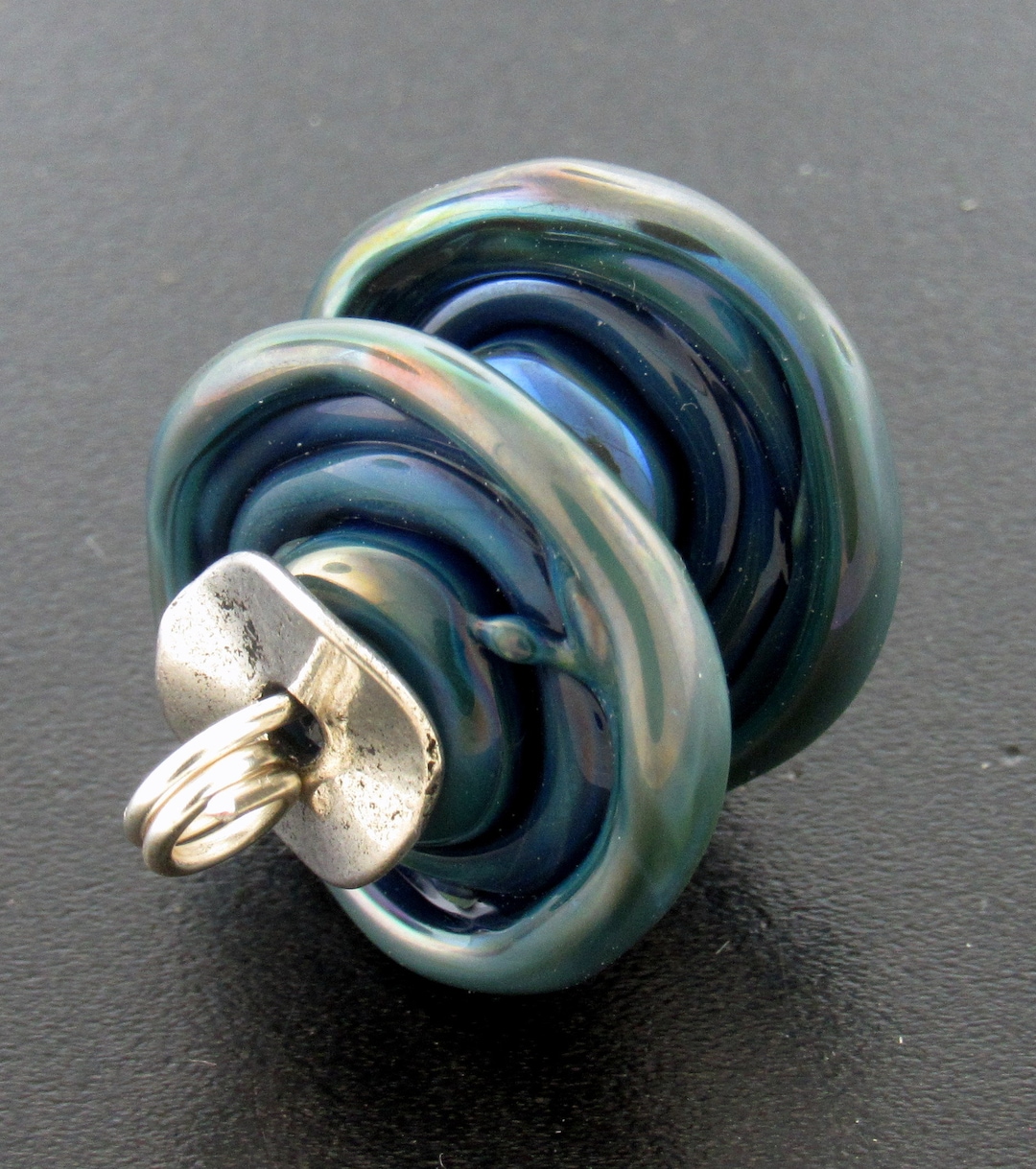 Made to Order (MTO) --handmade Silver Denim Blue Metallic Disk Lampwork ...