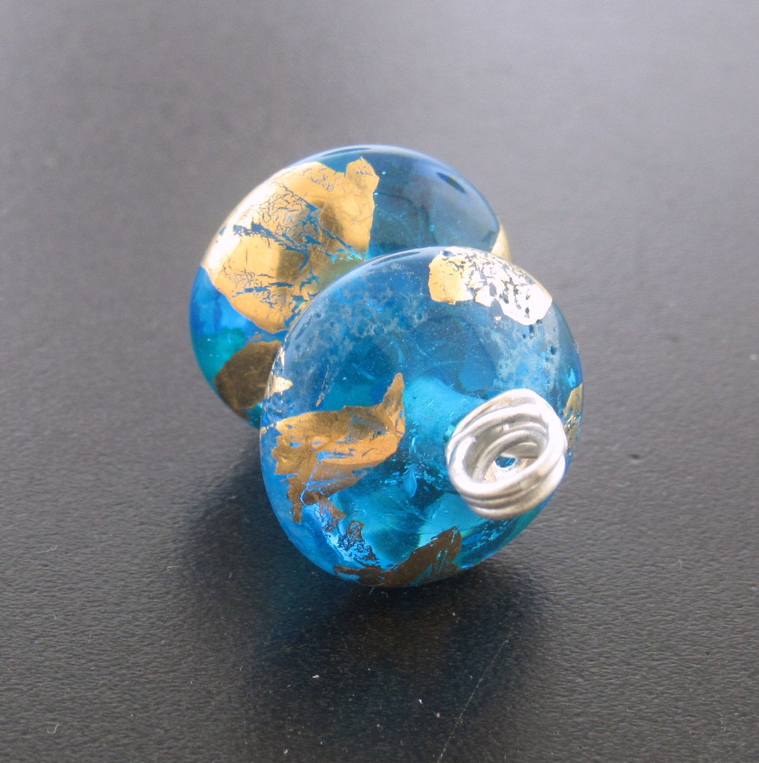 Made to Order(mto) --handmade Aqua Disk With 23K Gold Splashes Lampwork ...