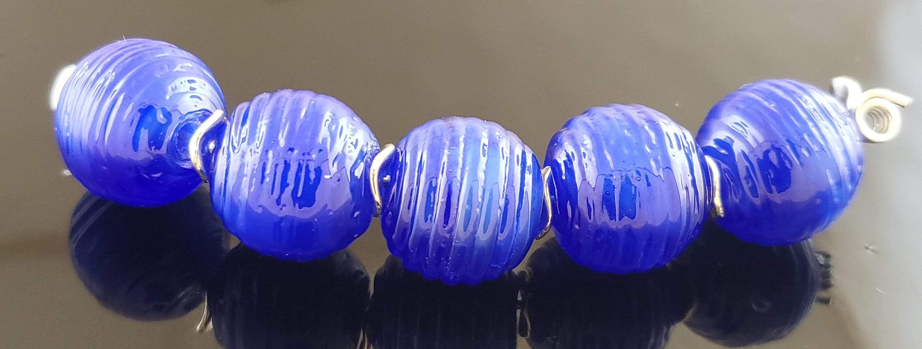 Handmade Cobalt Blue Pearl Shampoo Ribbed Round Lampwork Beads - Etsy