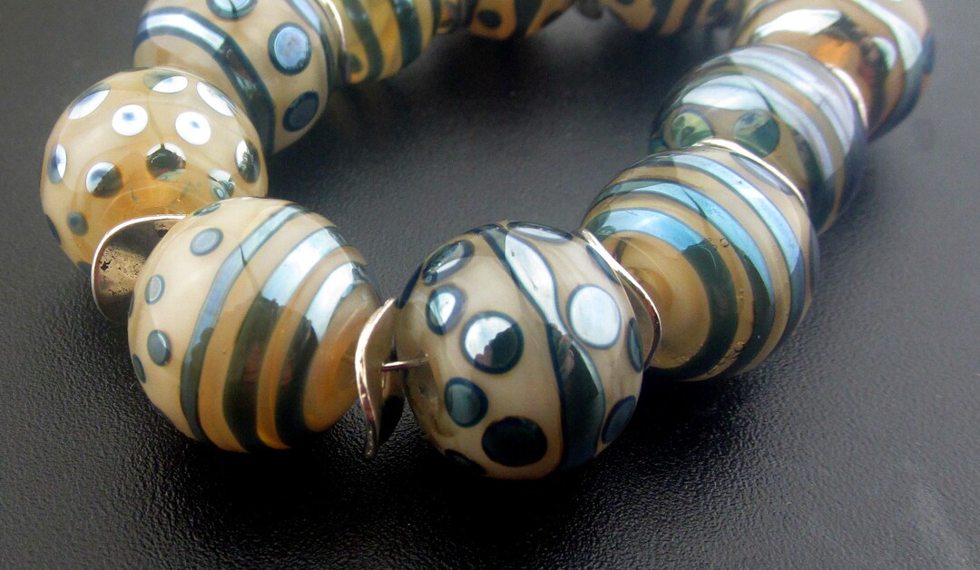 Made to Order (mto)—handmade Mystic Beige Decorated With Silver Dots ...