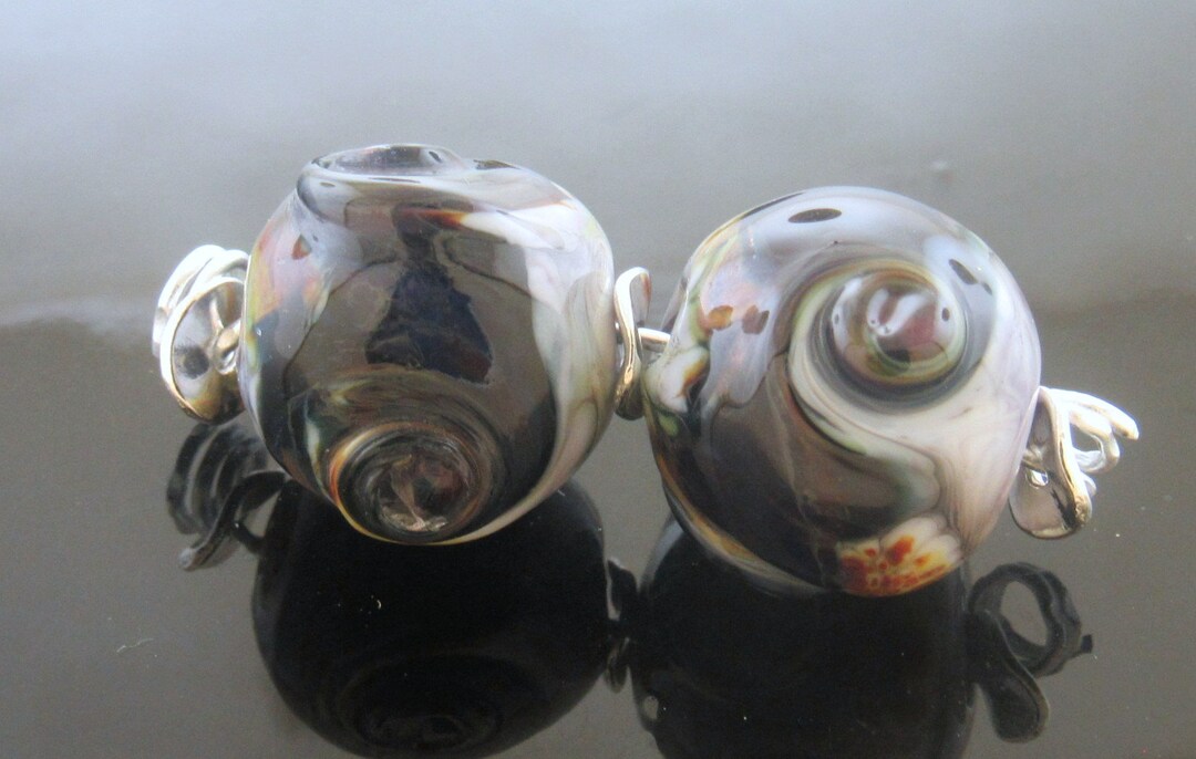 Handmade Sandstone With Raku Frit Twists Rounds Lampwork Beads - Etsy