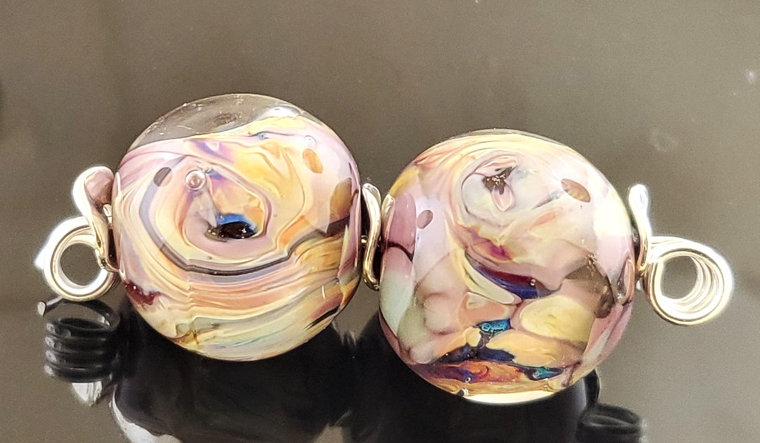 Handmade Violet Rolled in Raku Frit Twirled and Encased Lampwork ...