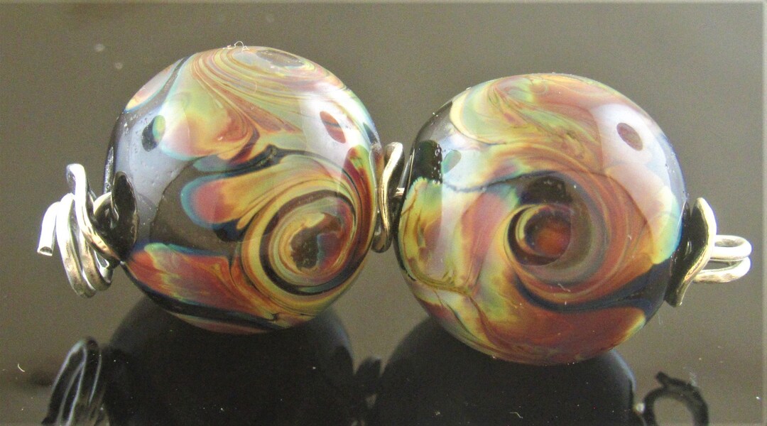 Made to Order MTO handmade Black With Raku Frit With Twists Lampwork ...