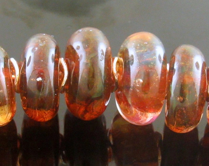 Organic Ruby Pink Orange Gold Frit Encased Doughnut Beads - Etsy