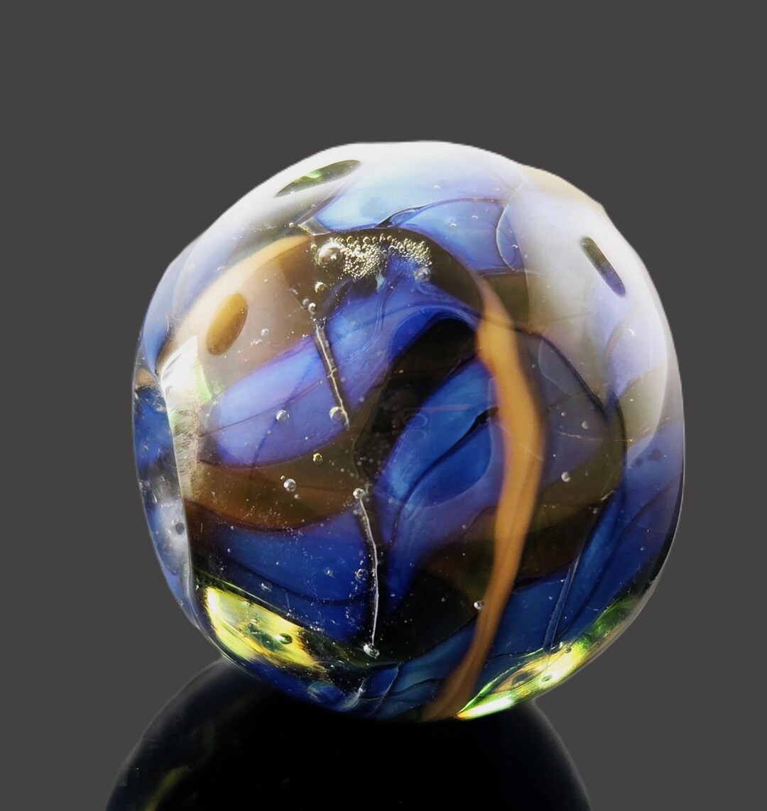 Handmade Ginger Base With Silver Blue Twisty Encased Round Focal ...
