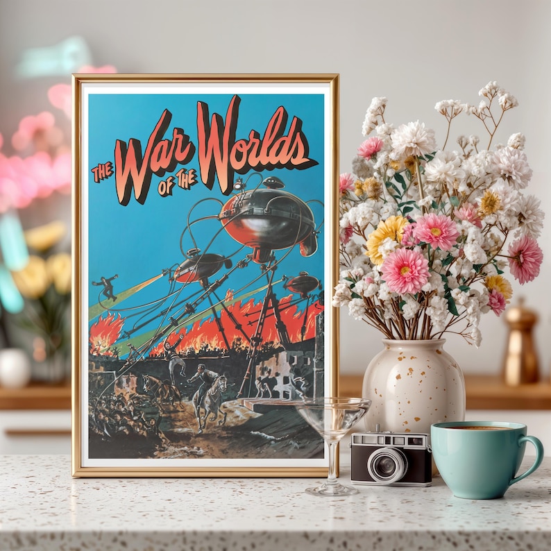 War of the Worlds Atomic Age Art Sci-fi Poster – Retro Alien Invasion ...