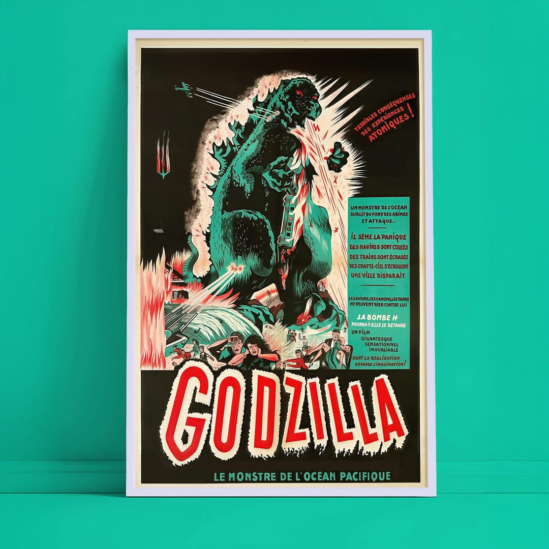 Godzilla French Movie Poster • 1950s Vintage Sci-fi Art Print - Etsy